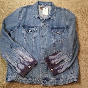ASOS | Jackets & Coats | Asos Denim Jean Jacket With Fire Design On ...